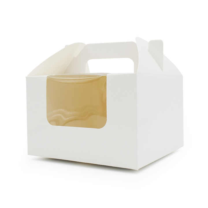 Hand Carry Paper Bakery Boxes Single Pastry Box Packaging With Clear ...