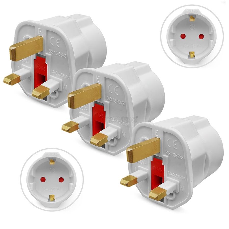 UK 16A Power Adapter Single Socket Travel Adaptor EU UK Converter Plug ...