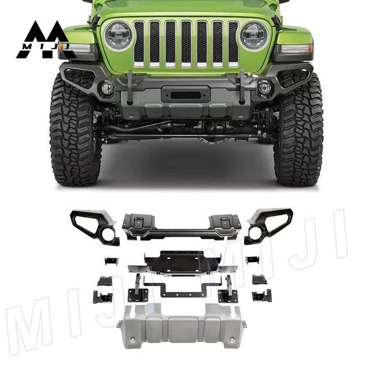 Black Powder-coated Rr Style Front Bumper For Jeep Wrangler Jk Jl Jt ...