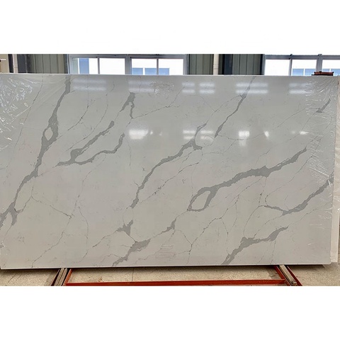 Composite Stone Slab Price White Calacatta Quartz Countertops for Kitchens