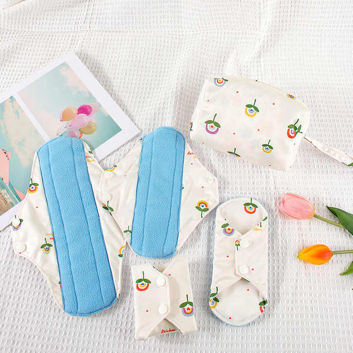 5Pcs Reusable Pads Menstrual Sanitary Organic Cleanable Reusable Period ...