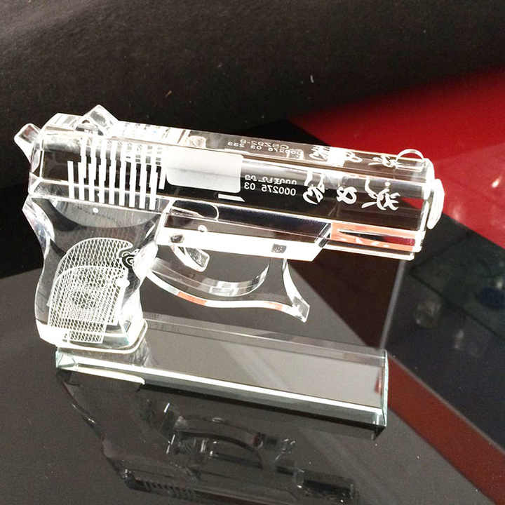 Crystal 3D Model Glass Pistol - Customized Souvenir Gift