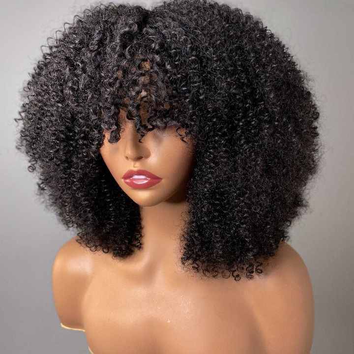 Afro-kinky Curly Machine Made Human Hair Wig for Black Women