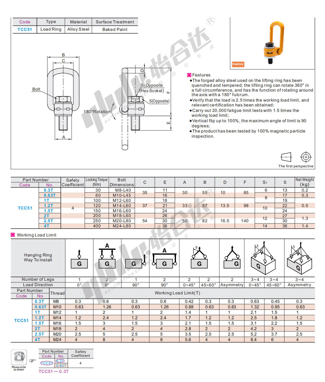 YHD TCC51 Alloy Steel Forging Solution Lifting Point Heavy Duty Swivel ...