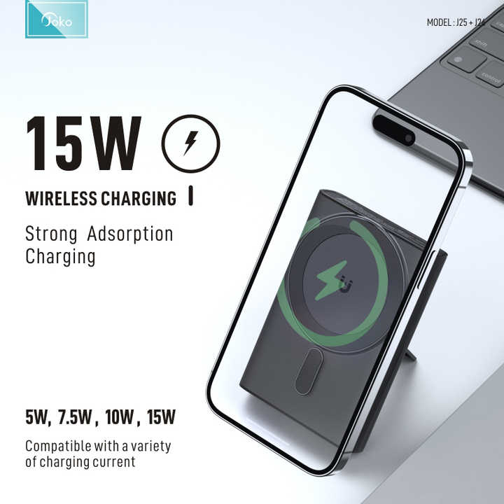 JOKO 2025 Power Bank - 20000mah with 15W Wireless & 22.5W Output