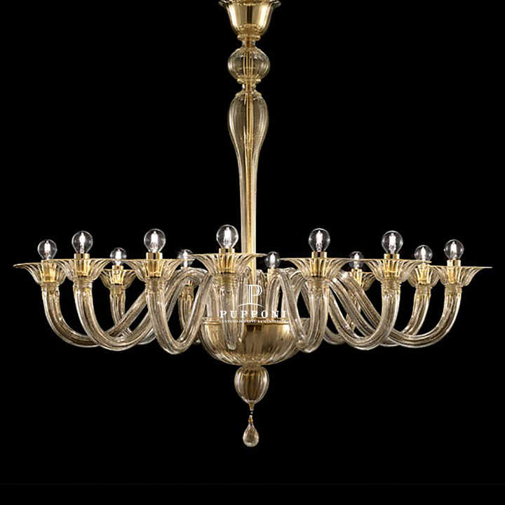 Modern Style Glass Pendant Light Gold Finish Chandelier Drop Light ...