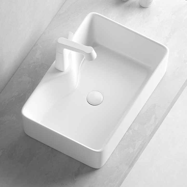 Modern White Ceramic Lavabo Countertop Hand Wash Basin Rectangular ...