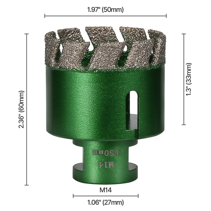 M14 Vacuum Brazing Green Diamond Hole Saw Drill Bit Set for Drilling ...