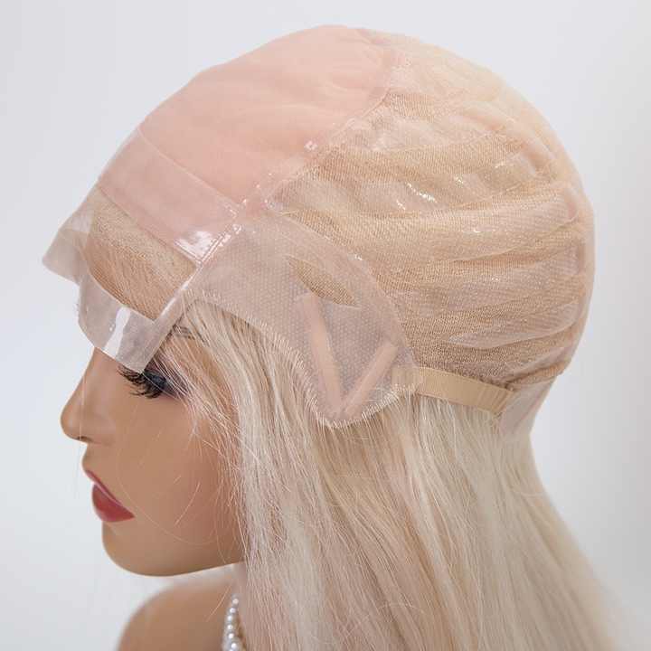 Silicone Gripper Wig - White Blonde European Remy Hair