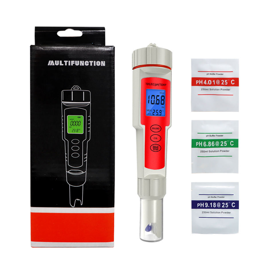 EZ9908/PETT Portable 4-in-1 pH TDS EC Temp & Water Quantity Meter ...