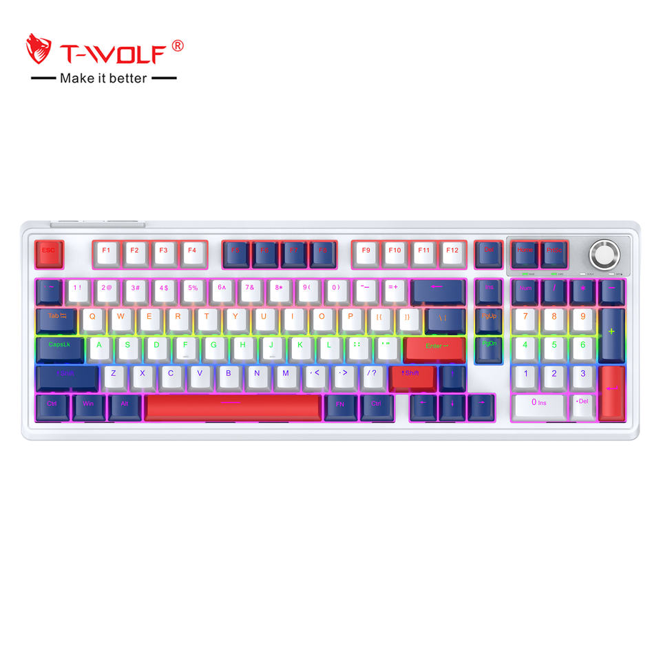 T-Wolf T78 Wireless BT Tri-Mode Mechanical Keyboard With Display Knob ...
