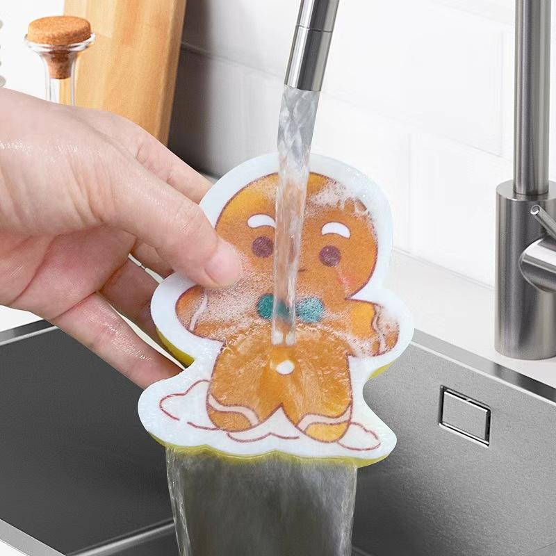 Christmas Cartoon Theme Kitchen Cleaning Sponge Absorbent Scouring Pad ...