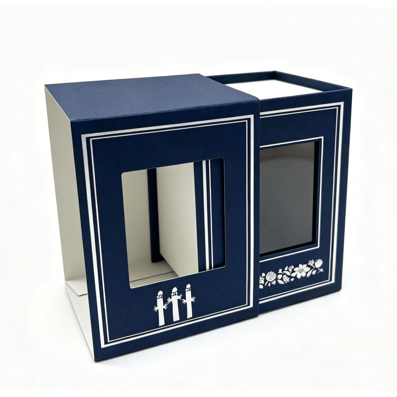 Luxury Rigid Magnetic Gift Box with Clear Window and Custom Silver Foil ...