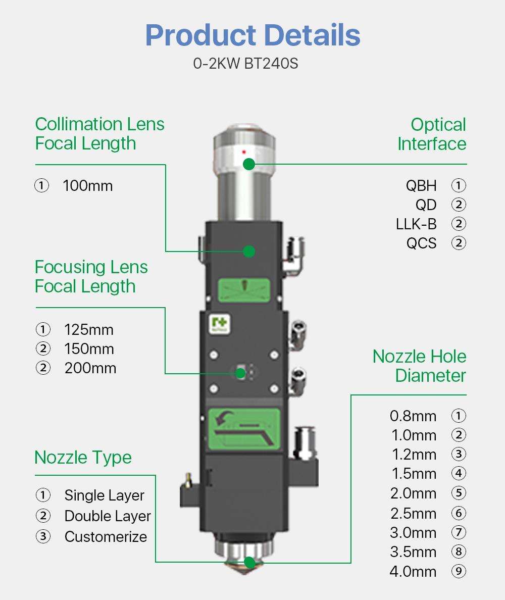 Metal laser cutting head BT240S laser head for cutting machine raytools ...