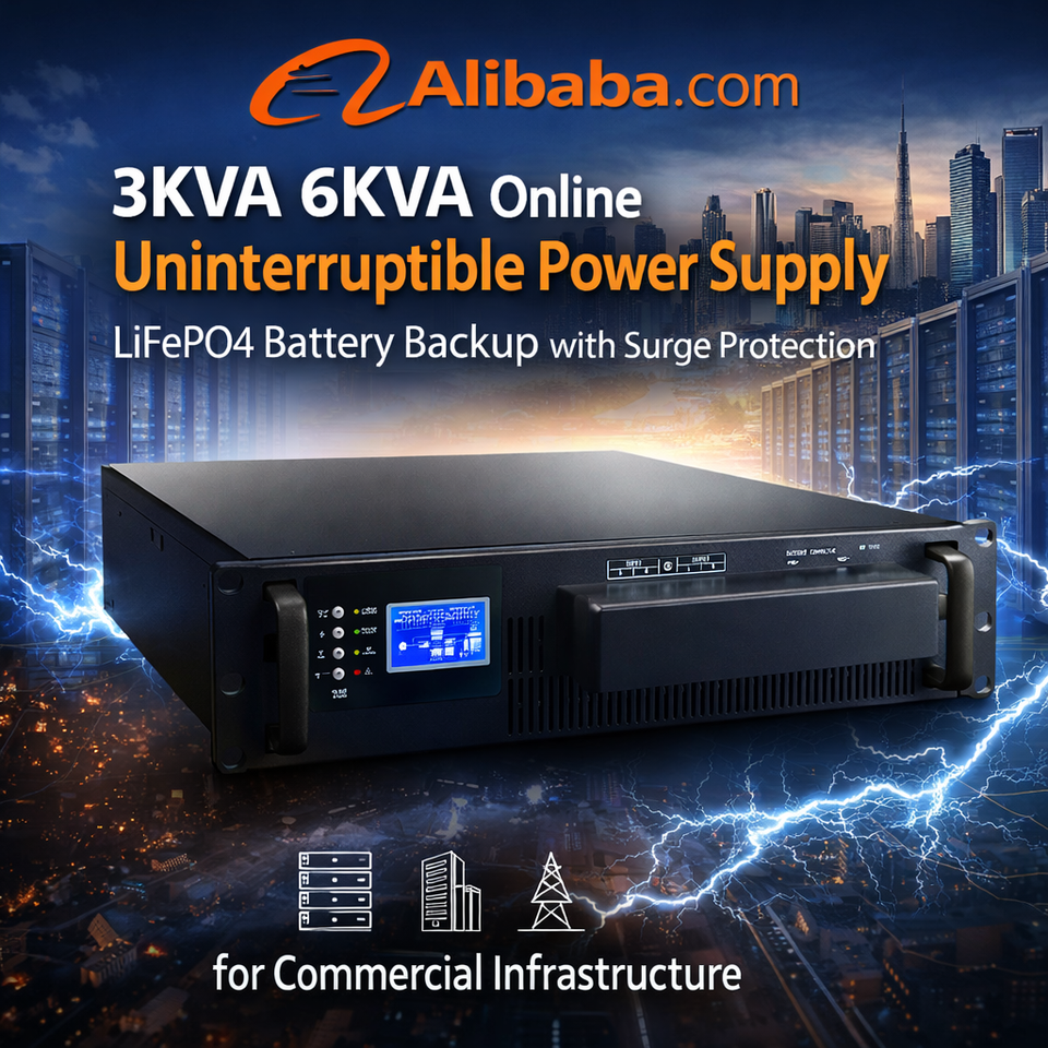 3KVA 6KVA Single Phase Online UPS with LiFePO4 Battery Backup Pure Sine ...