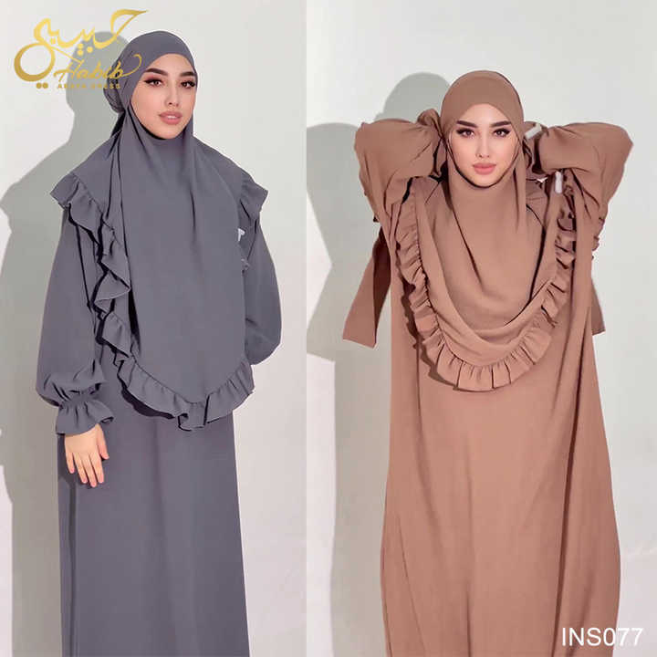 2025 Habib Custom Solid Color Ruffle Edge Jilbab Wholesale