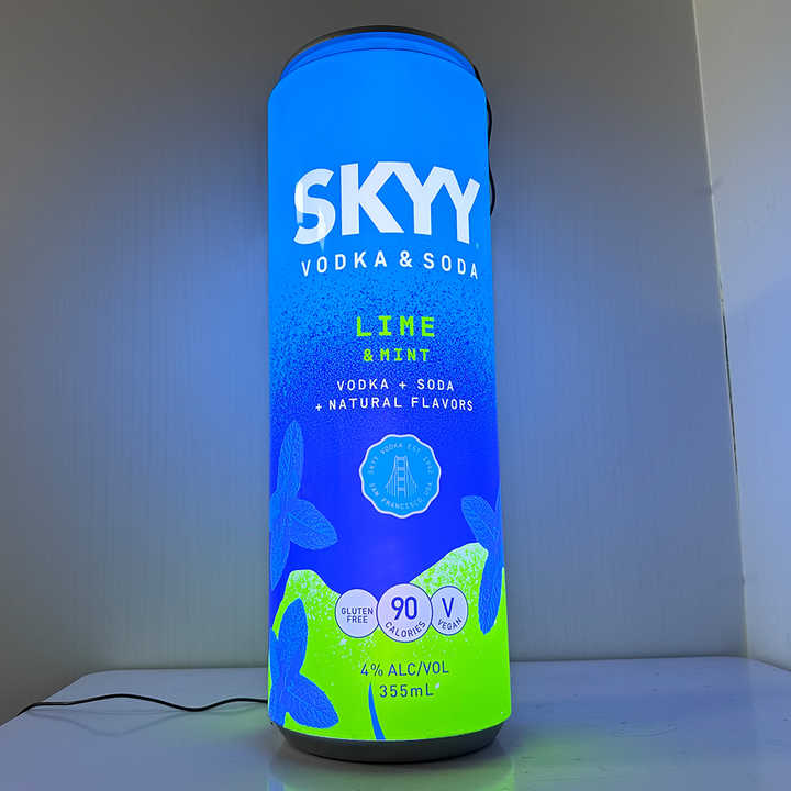Custom Glowing Acrylic Sign Cylinder Soda Can Advertising Light Box ...