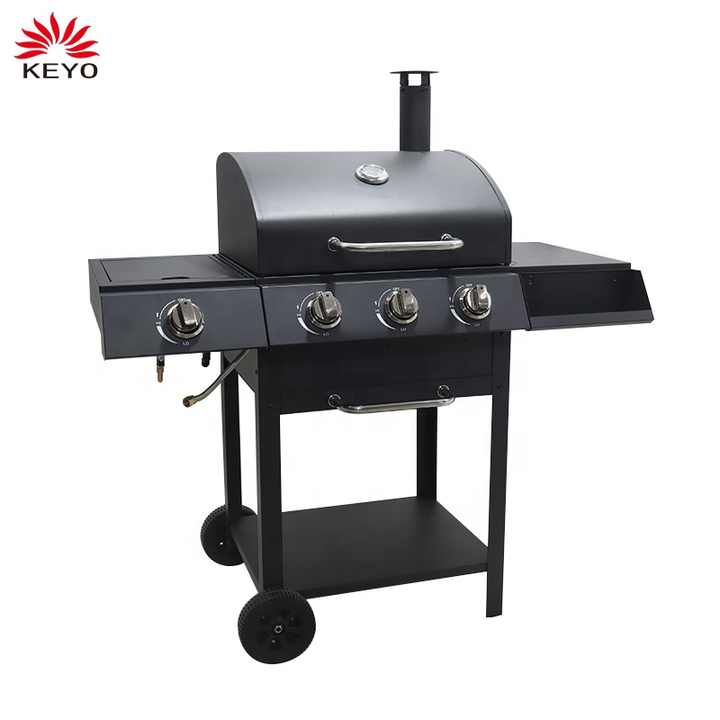 Patio Barbecue Auto Ignition 4 Burners Bbq Trolley Gas Grill Outdoor ...