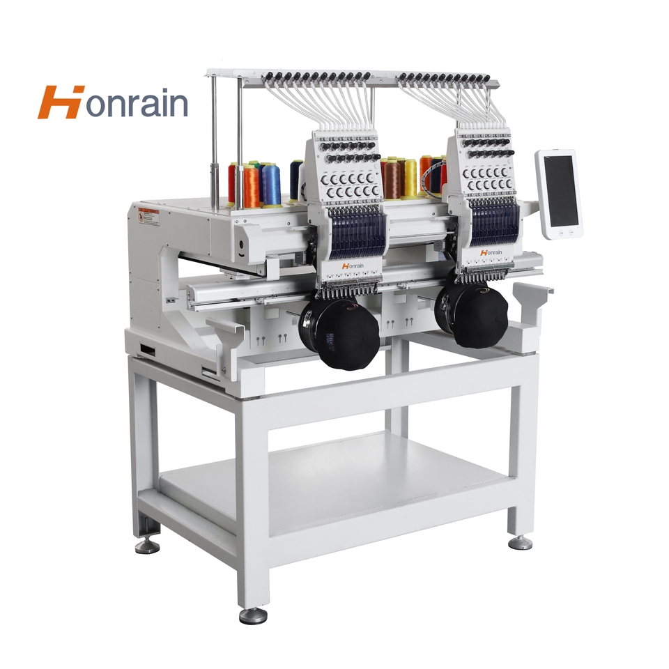 HONRAIN 2-Head Industrial Embroidery Machine 9/12/15 Needle, 1000RPM ...