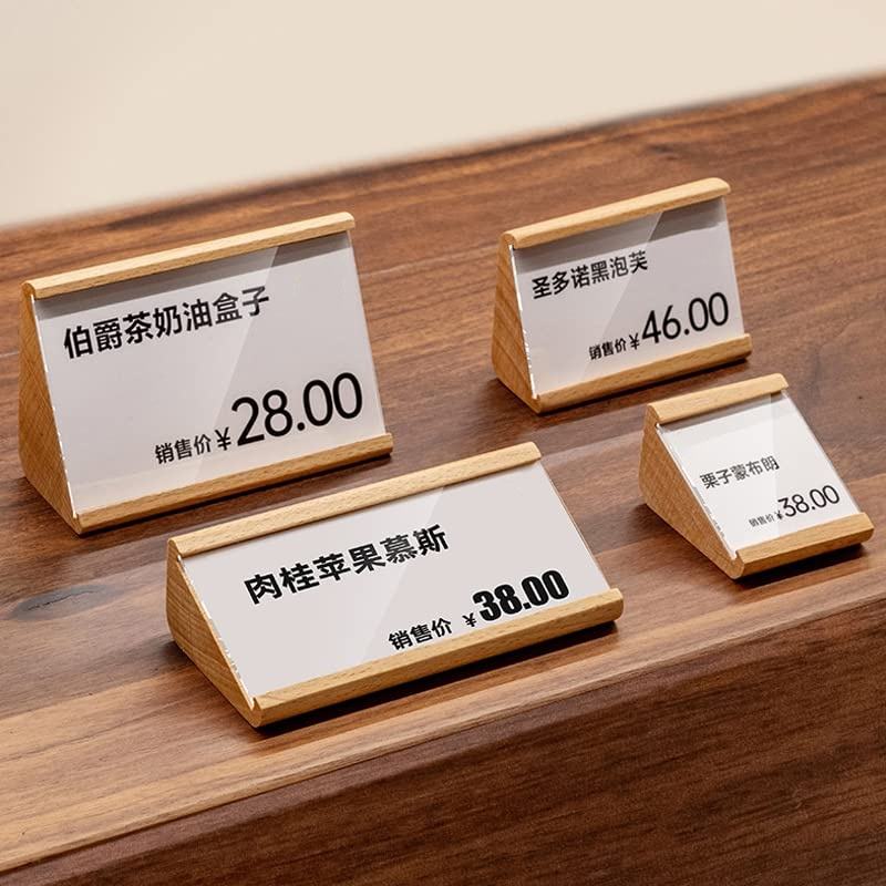 Mini Price Tag Stand Wood Base Data Card Holder Restaurants Dessert ...