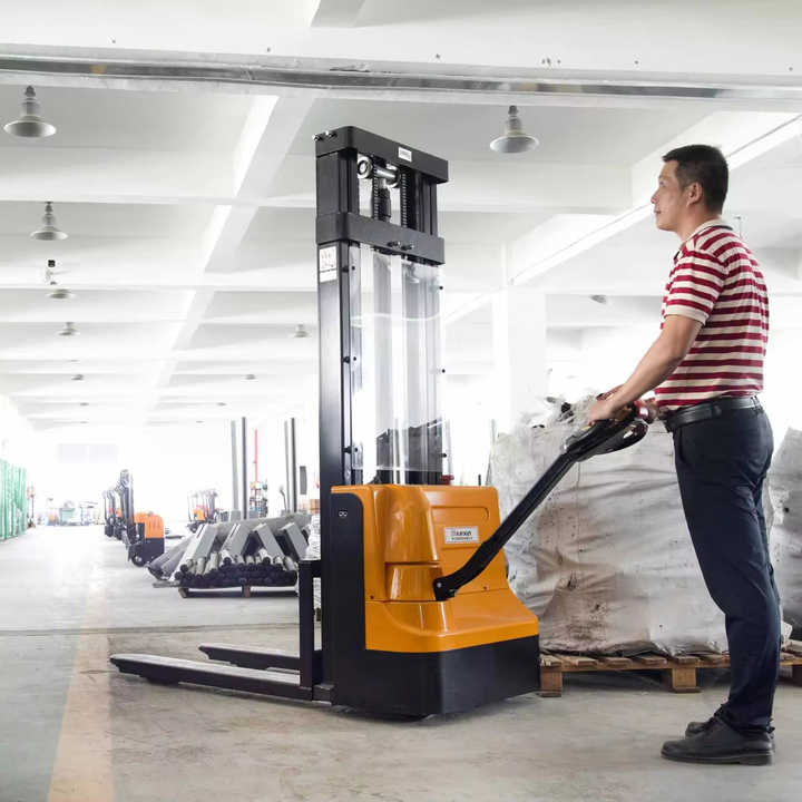 1Ton 1.6Ton Electric Powered Pallet Stacker Walking Type Electronal ...