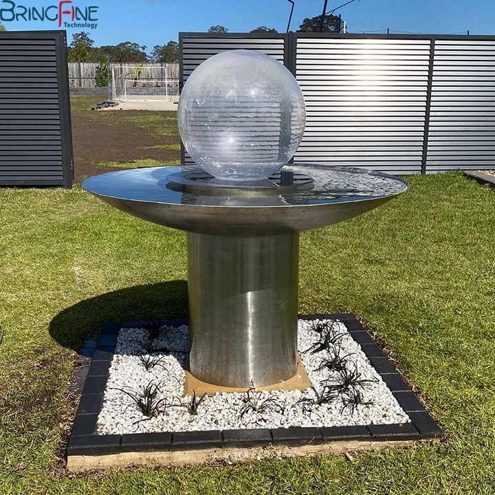 Modern Outdoor Acrylic Sphere Water Fountain - Large Stainless Steel ...