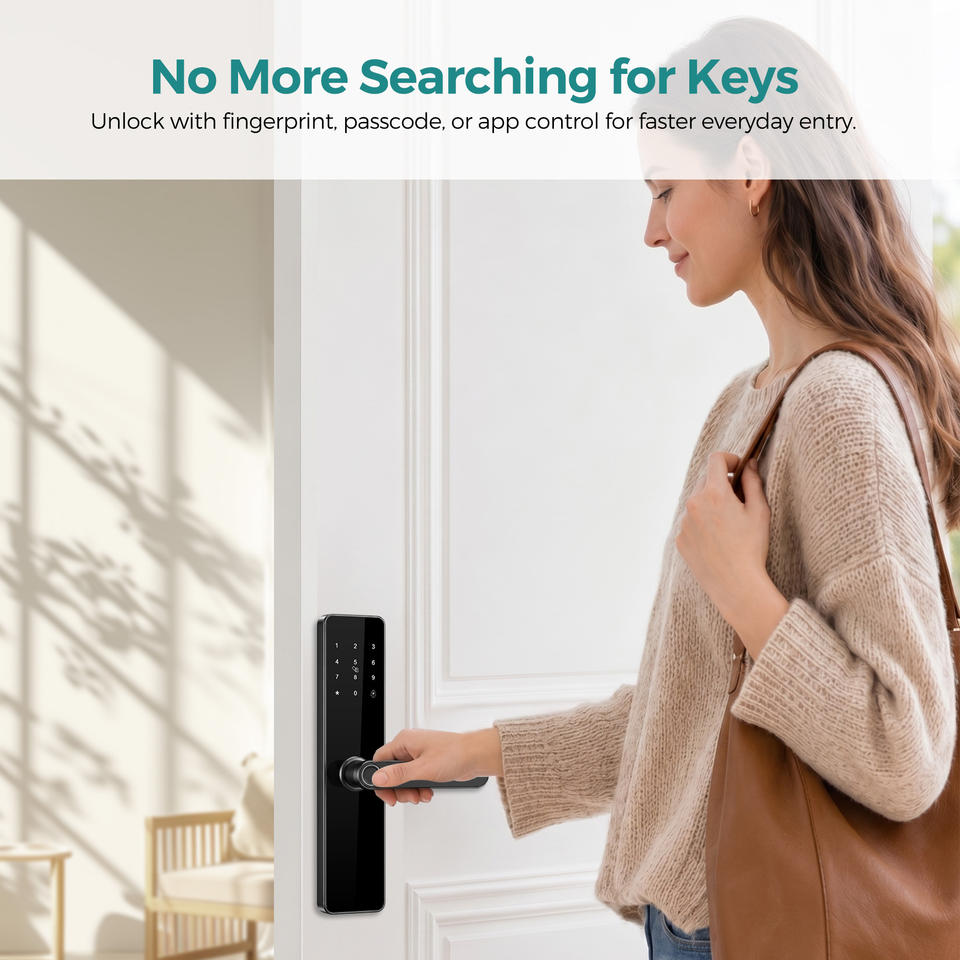 SJJ Fingerprint Smart Lever Door Lock TTLock Tuya App Optional Touch ...
