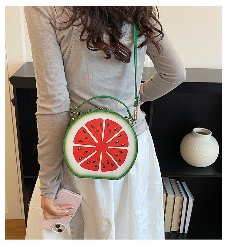Novelty Fruit Cute Watermelon Design Small Round Shoulder Bag ...