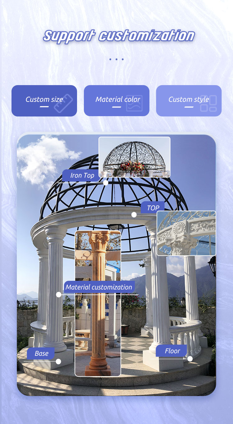 Luxury Garden Greek Style Outdoor Stone Column Marble Gazebo With Roof ...