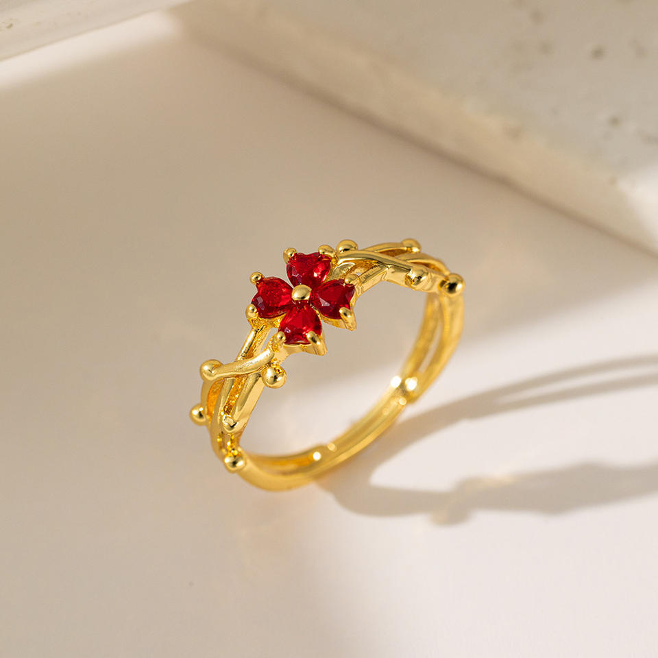 2026 New Stone Crystal Flower Ring Dainty Stackable Cluster Open Floral ...