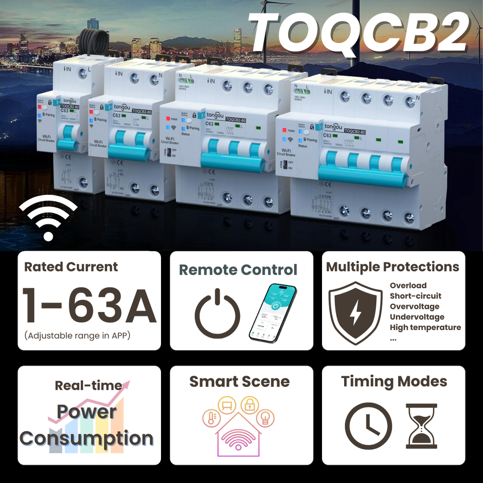 TONGOU API TO-QCB2 2P 1 to 63A Wifi Smart Circuit Breaker