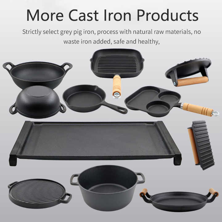 Classic American Style Cast Iron Frying Pan Set with Handle Deep Design ...