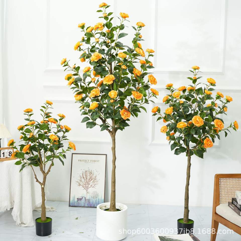 70/90/120/150/180cm Artificial Rose Tree Potted Silk Bonsai Wedding ...