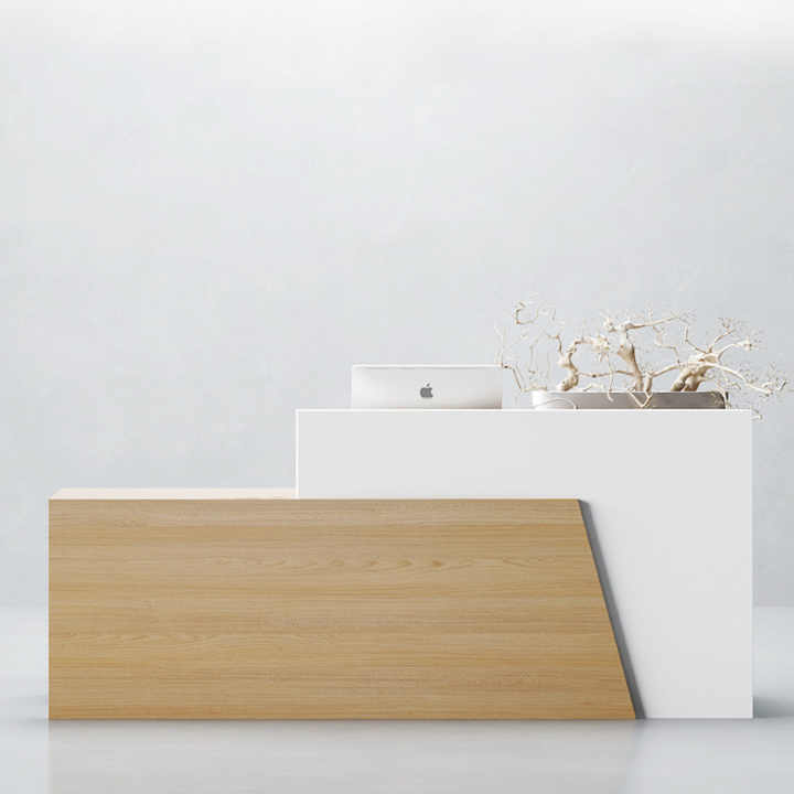 Small Standing Reception Desk For Beauty Salon Barber Shop Wood Modern ...