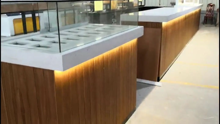 Customized Coffee Shop Counter Layout with Shelves for Shopping Mall ...