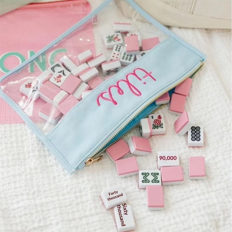 Luxury Cross-border Embroidered Letters Mahjong Tote Bag Waterproof PVC ...