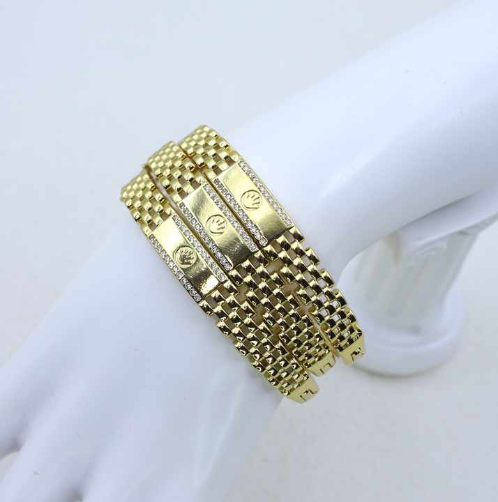 Wholesale Trendy 18K Gold Plated Double Franco Curb Chain Bangle Copper ...