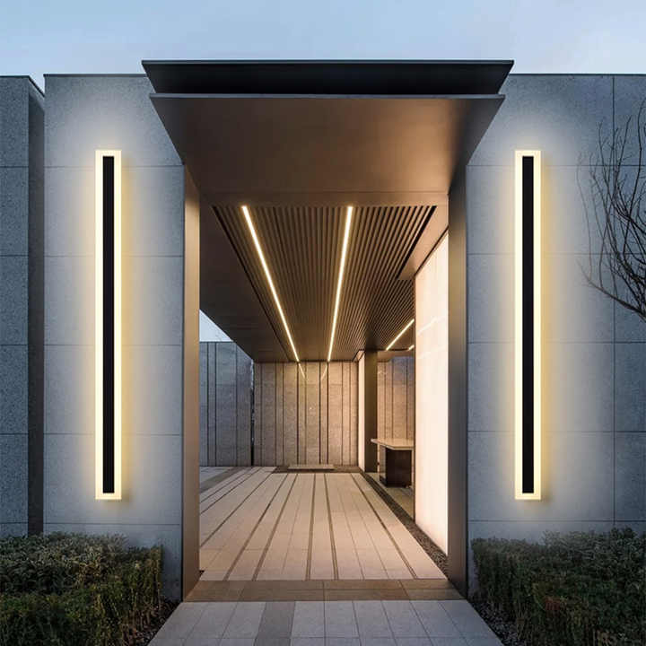 Modern Outdoor Aluminum Black LED Linear Wall Light IP65 Garden LED ...