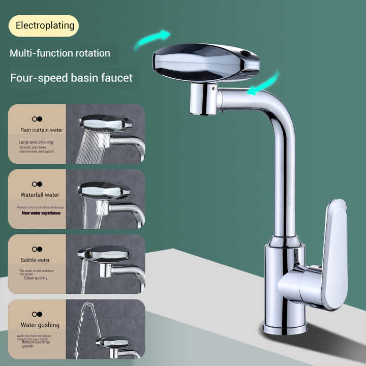 4 Modes 360° Rotation Multi Functional Waterfall Basin Faucet Stream ...