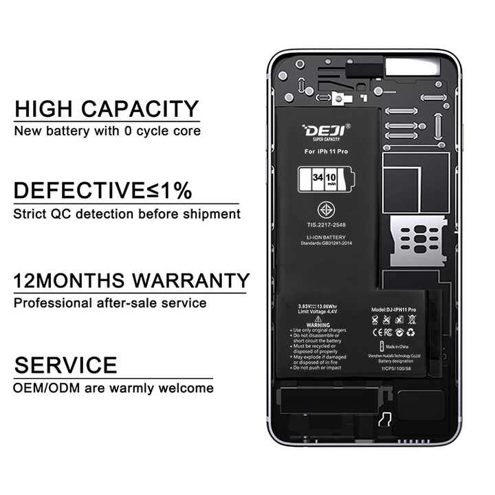 DEJI Smart Mobile Batterie for iphone 11 PRO Digitale Batterie samsung ...