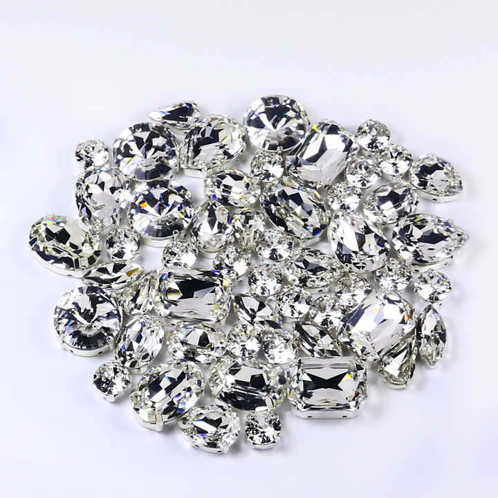 Manufacture's Mix Size Fancy Drop-Shaped Clear Claw Crystals Loose Sew ...