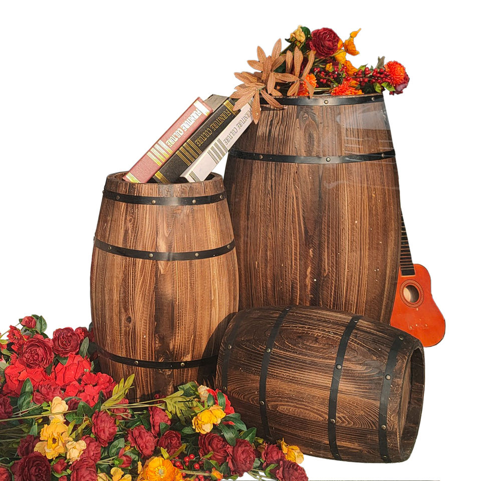 Modern Antique Oak Barrel Set for Wedding 40cm/60cm/80cm Height Red ...
