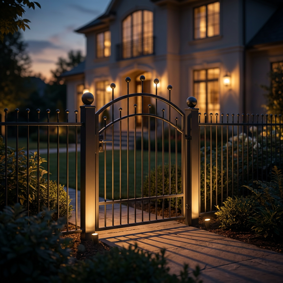 LINCAI Premium Wrought Iron Garden Fence Gate with Ball Top Finials ...