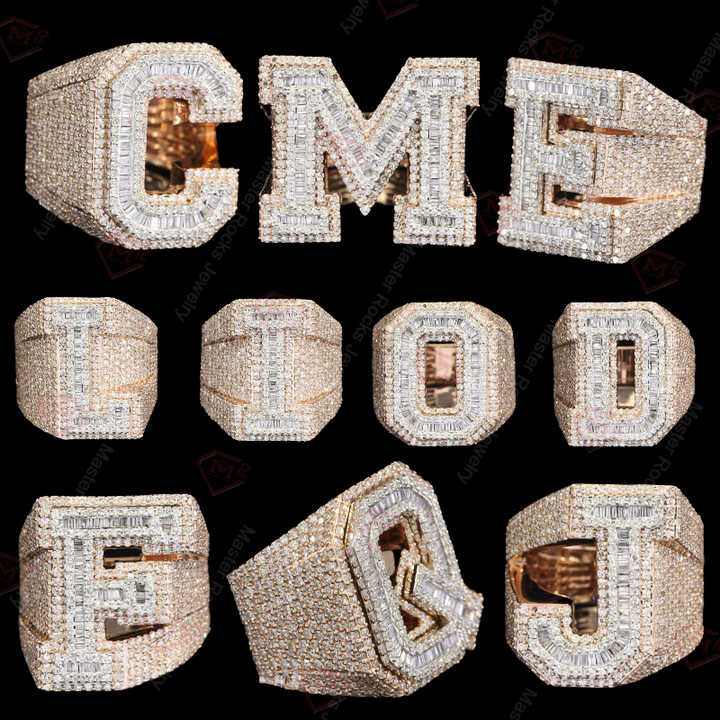 Hip Hop Rapper Letter Custom Ring Iced Out VVS Moissanite Diamond 925 ...