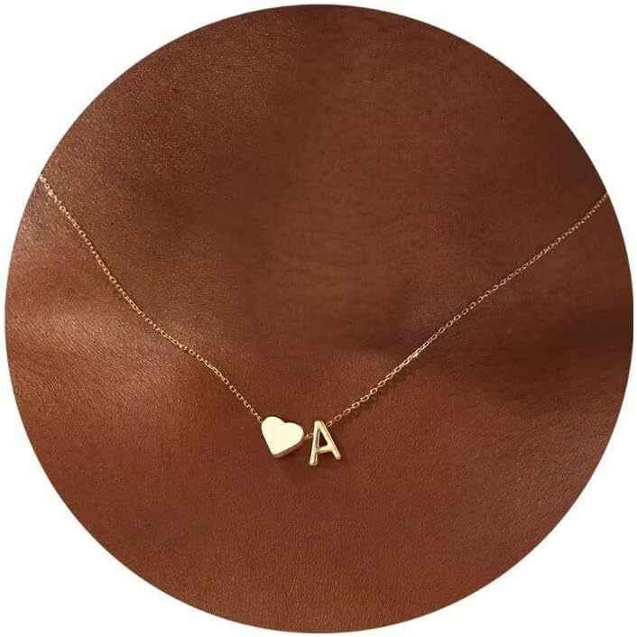 Tiny Heart-Shaped Initials Necklace Birthday Gifts Dainty 18K Gold PVD ...