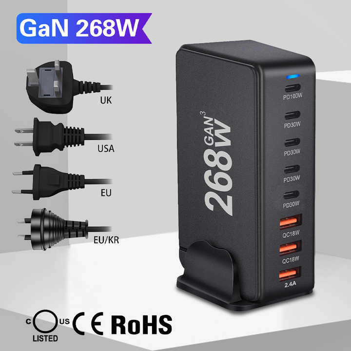 268W GaN Multi-ports USB Type C Fast Charger Multiple Ports PD QC4.0 ...