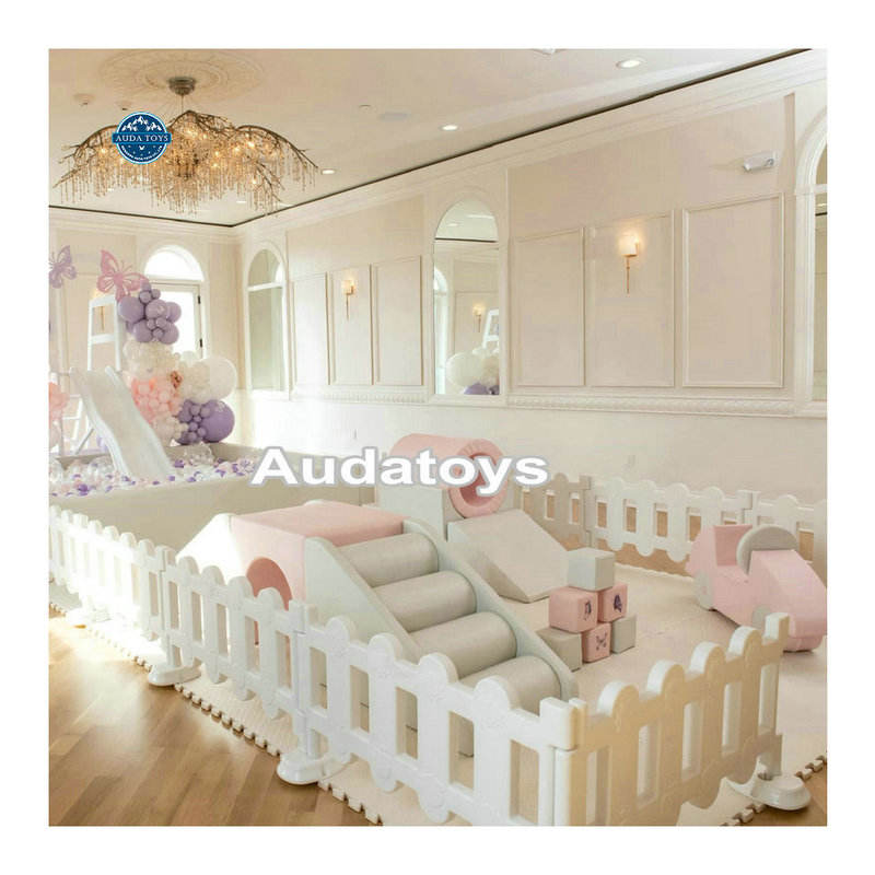 Pink and White Indoor Playground Package Soft Play Equipment Set with ...