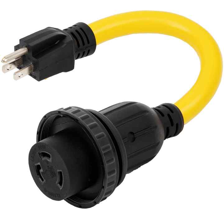 30 Amp to 15 Amp 125 Volt RV Adapter Cord with Twist Locking NEMA 5-15P to L5-30R Electrical ...