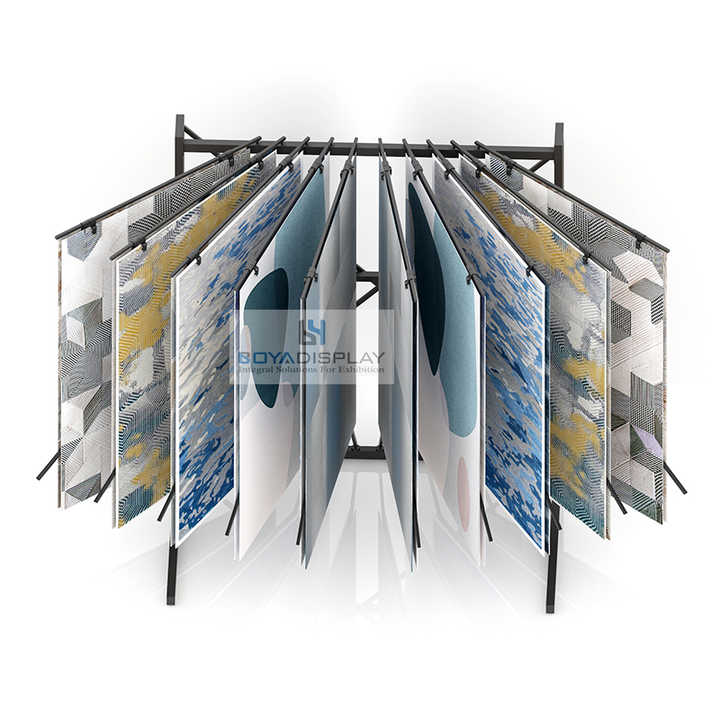 Customize Logo Free Standing Carpet Rug Rack - Double Sided Display