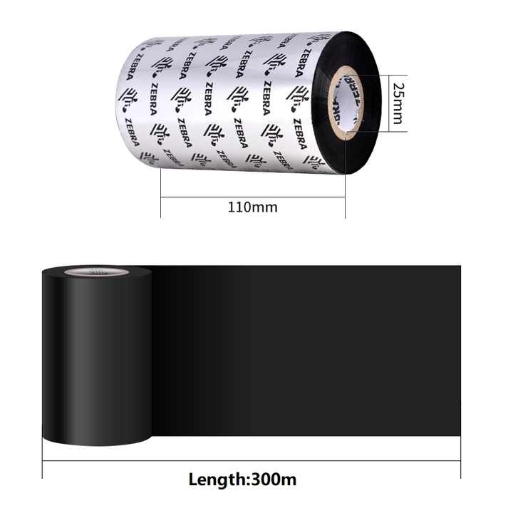 Original Zebra Resin Ribbon Width 50mm ~110mm 300m Thermal Transfer Ink ...